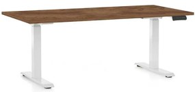 Výškově nastavitelný stůl OfficeTech C, 160 x 80 cm, bílá podnož, dub silverjack