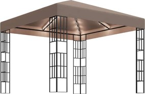Altán se světelnými LED řetězy 3 x 3 m taupe 3070324
