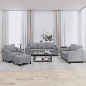 4dílná sedací souprava s polštáři světle šedá textil 3201794