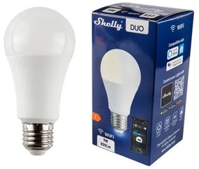 Chytrá LED žárovka E27 Shelly DUO teplá/studená bílá (2700-6500K) 9W (60W) WiFi stmívatelná