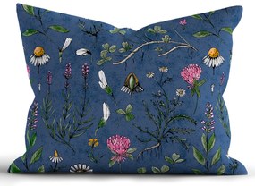 MK Lůžkoviny Bavlněný povlak na polštář Renforcé 70 x 90 cm - Herbář tmavě modrý