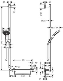 Hansgrohe Raindance Select S, sprchová sada 120 3jet se sprchovou tyčí 110 cm levou, chromová, HAN-26324000