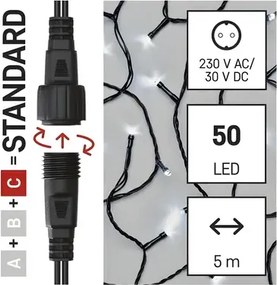 Emos D1AC02 Connect / Světelný řetěz / 50 LED / 5 m / IP44 / studená b