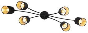 Moderní stropní svítidlo černé 6-světlo - Lofty