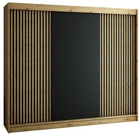 Posuvná skříň LAMELO, 250x200x62, dub artisan/černá