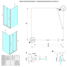 Gelco Gelco, LORO obdélníková sprchová zástěna 800x900mm, GN4580-04