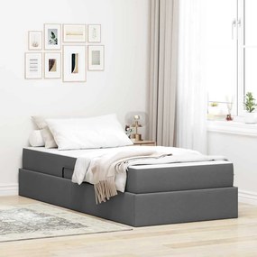 Postel s úložným prostorem a matrací Tmavě šedá 100 x 200 cm 3399641