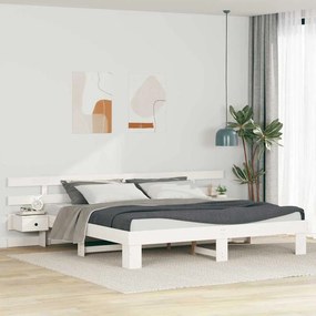 Rám postele s čelo Bílá 180 x 200 cm Masivní borové dřevo 3385680