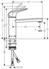 Hansgrohe Focus M42 - Páková kuchyňská baterie 120, CoolStart, Eco, 1jet, chrom 71864000