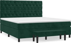 Box spring postel s matrací tmavě zelená 160x200 cm samet 3138034
