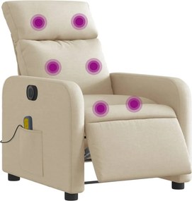 Elektrické masážní polohovací křeslo krémové textil 3206698