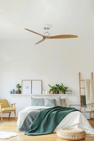 FARO 32110 JUST FAN M stropní ventilátor, bílá/světlé dřevo s DC motorem - FARO