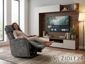Elektrické polohovací TV křeslo VOJO - šedá látka