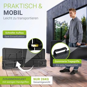 Juskys Skládací pivní set Amberg 180 cm v ratanovém vzhledu