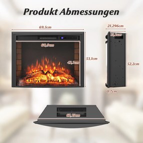 Costway 1500 W elektrický krb s vytápěním a dálkovým ovládáním a ochranou proti