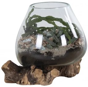 Váza na samorostu SAN MARINO kapka 20 cm,dřevo a sklo House Nordic 4501051