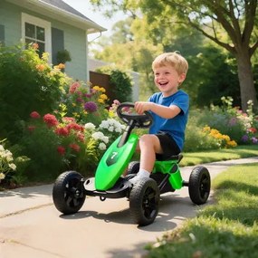 AIYAPLAY šlapací gokart pro děti, dětský karting od 2 do 5 let s tichými EVA koly, jízda vpřed a vzad, zelená