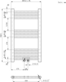 Gamma Simple, topné těleso 400x700 mm, 234 W, zlatá matná, GMA-SIMP-7040-BGD