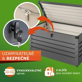 Kovový úložný box METALBOX, 385L, 120×62×63 cm, antracitová Gardebruk