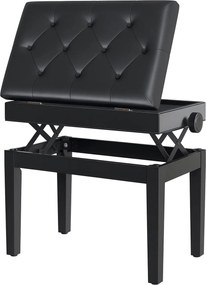 HOMCOM Klavírní lavice s úložným prostorem a nastavitelnou výškou 54,5x33x48-58cm, ideální jako kosmetický stolek pro milovníky hudby