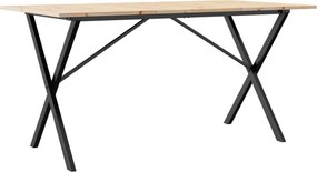 Jídelní stůl s X rámem 160 x 80 x 75 cm borové dřevo a ocel 3282699