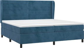 Box spring postel s matrací tmavě modrá 200x200 cm samet 3129295