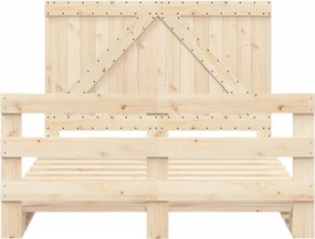Rám postele s čelem bílý 140 x 200 cm masivní borové dřevo 3281558