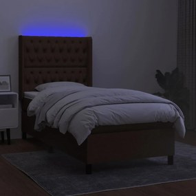 Box spring postel s matrací a LED tmavě hnědá 80x200 cm textil 3138512