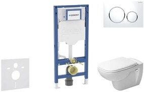Geberit Duofix - Set předstěnové instalace, klozetu D-Code a sedátka softclose, tlačítko Sigma20, bílá/lesklý chrom SANI11CP3103