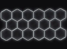 Escape6 Kompletní Led hexagonové svítidlo bílé 4500K, 17 elementů 504x238cm