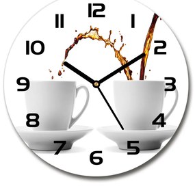 Wallmuralia Skleněné hodiny kulaté Tekoucí káva fi 30 cm