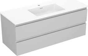 Mexen Orio, koupelnová skříňka 120 cm s umyvadlem Otis, 2 zásuvky, šedá matná/bílá matná, 91A10-12047-2-BFF62-W18M01