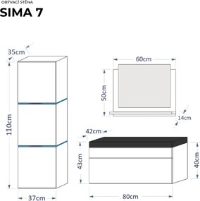 Ral Koupelnová stěna SIMA 6 - Bílý lesk