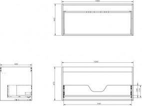 Mexen Box-A, závěsná skříňka 100 cm, 1 zásuvka, šedá matná, 91AX0-1000-470-1-62