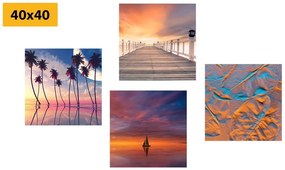 Set obrazů mořská krajina v nádherných barvách - 4x 40x40 cm