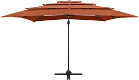 4stupňový zahradní slunečník hliníková tyč terakota 250x250 cm 313825