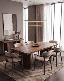 Židle Olmo béžová s područkami na tmavých dubových nohách