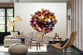 DIMEX | Samolepicí vliesová fototapeta na zeď Abstraktní trojúhelníky MA-5-2050 | 375 x 250 cm | modrá, bílá, fialová, šedá