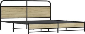 Kovový rám postele bez matrace dub sonoma 200 x 200 cm 3318692