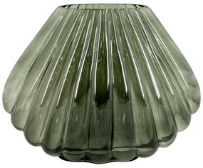 Skleněná váza, zelené foukané sklo