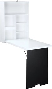 HOMCOM Skládací Stůl na Zeď se Základním Tabulovým Plošným MDF Bílá