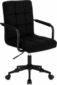 LuxuryForm DESIGN Otočná židle VERONA BLACK VELUR na černé podstavě s kolečky - černá