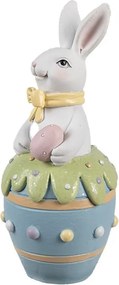 Jarní dekorace králíček s vajíčkem v modrém vajíčku - Ø 7*16 cm