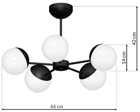 Stropní svítidlo Sfera, 5x bílé skleněné stínítko, b, x