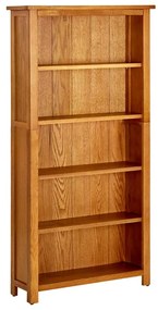 Knihovna s 5 policemi 70 x 22 x 140 cm masivní dubové dřevo,  331736 HangarStore.cz
