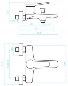 Kuchinox Alanis, nástěnná vanová baterie 150mm, bílá-zlatá lesklá, LAV-BQI_610G