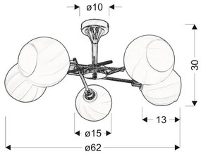 Chromové stropní svítidlo Raul pro žárovku 5x E14  - Candellux
