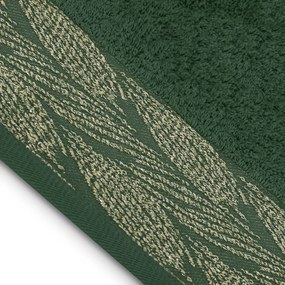 Sada bavlněných ručníků se zlatou nití Tmavě zelená ELVERUM