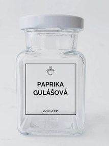 Samolepka na kořenky PAPRIKA GULÁŠOVÁ průhledná 5 × 5 cm tučné písmo