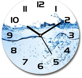 Wallmuralia Skleněné nástěnné hodiny kulaté Voda fi 30 cm
